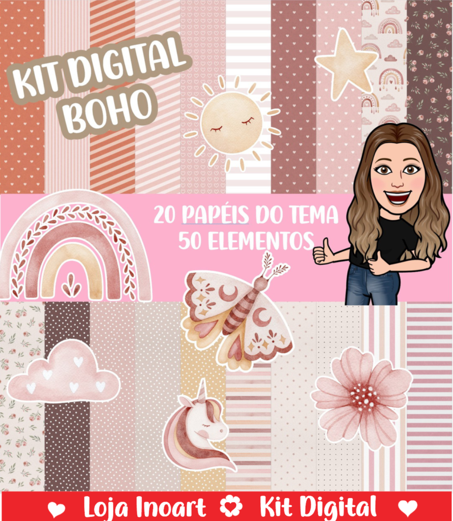 Kit Digital Arco-Íris Boho