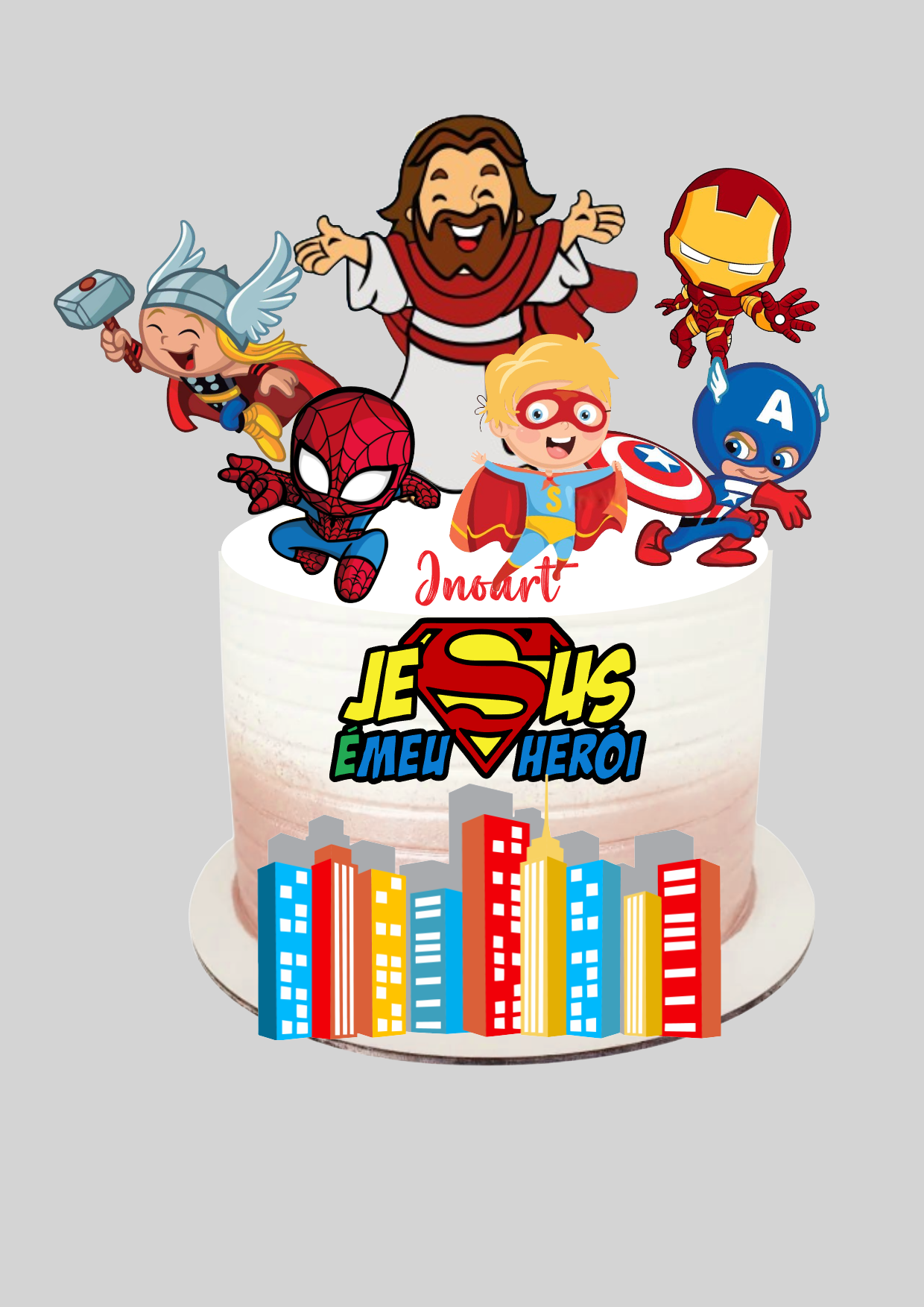 Topo de Bolo Jesus meu Herói